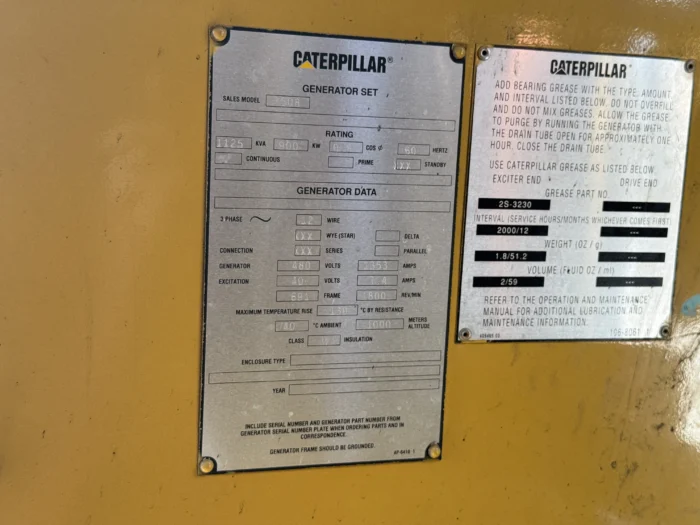 2001 CAT 3508 900kW Diesel Generator Set - Midwest Engines & Generators
